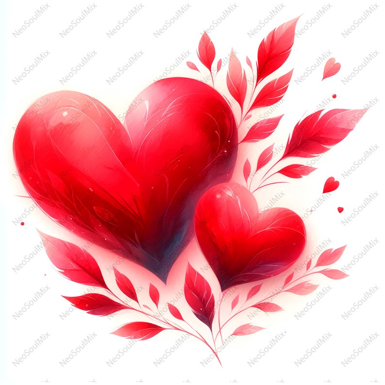 22 Cute Heart Clipart | Valentine’s Day Designs | Digital Watercolor ...