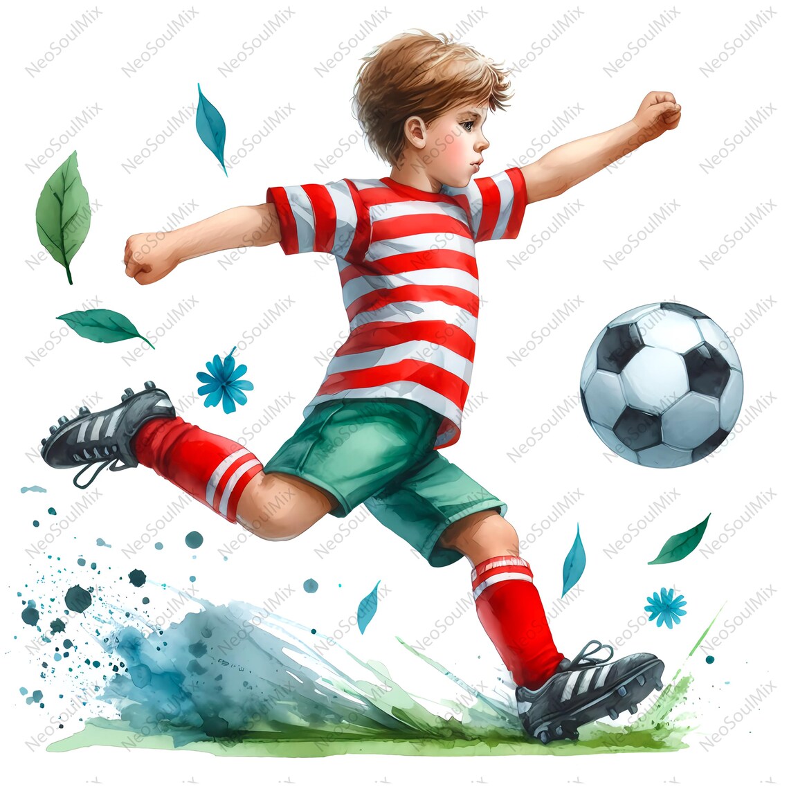 22 Soccer Boy Clipart | Kids Playing Sports Illustration | Printable ...