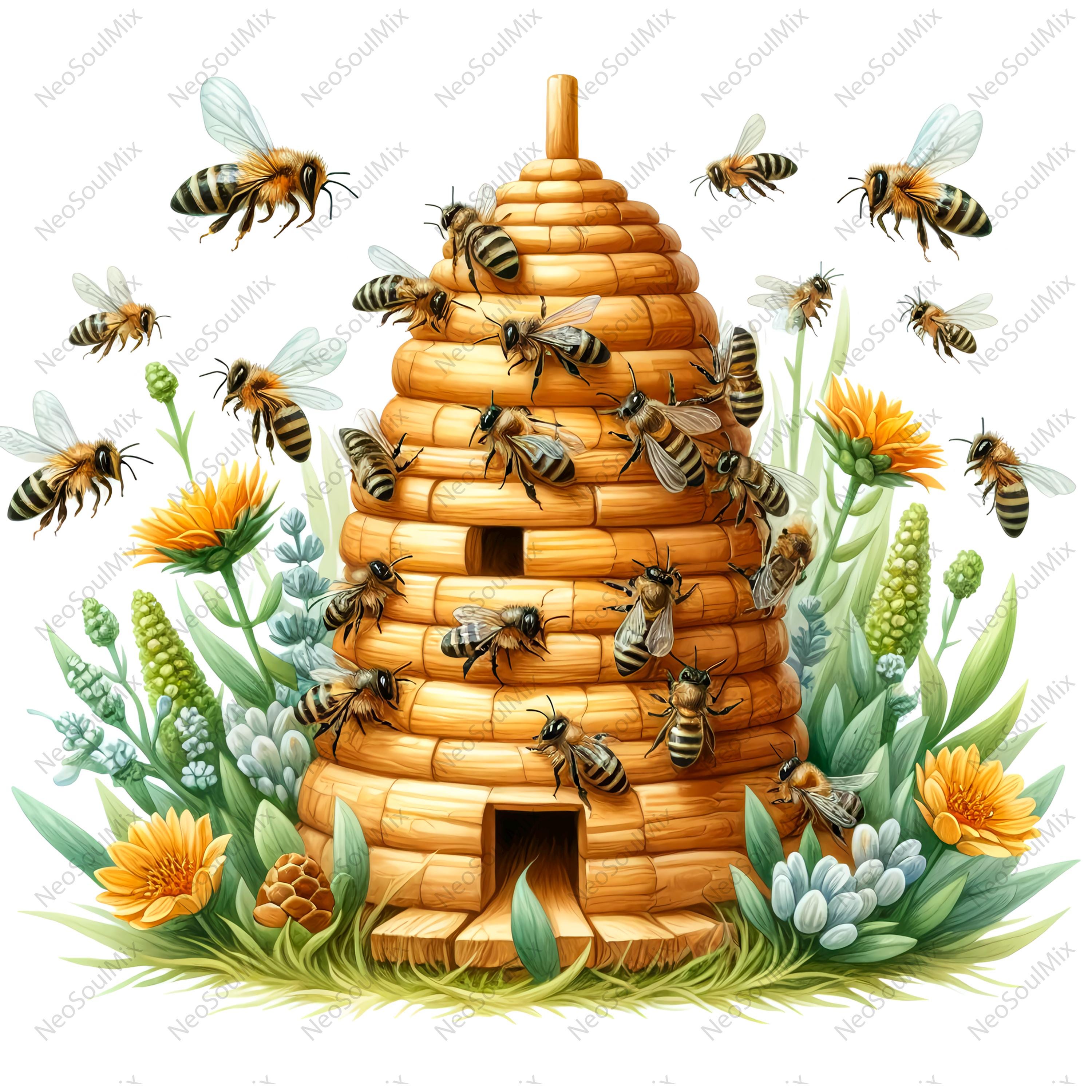 25 Beehive Clipart Bundle, Cute Bees Clipart Bundle, Cute Bees Jpgs ...