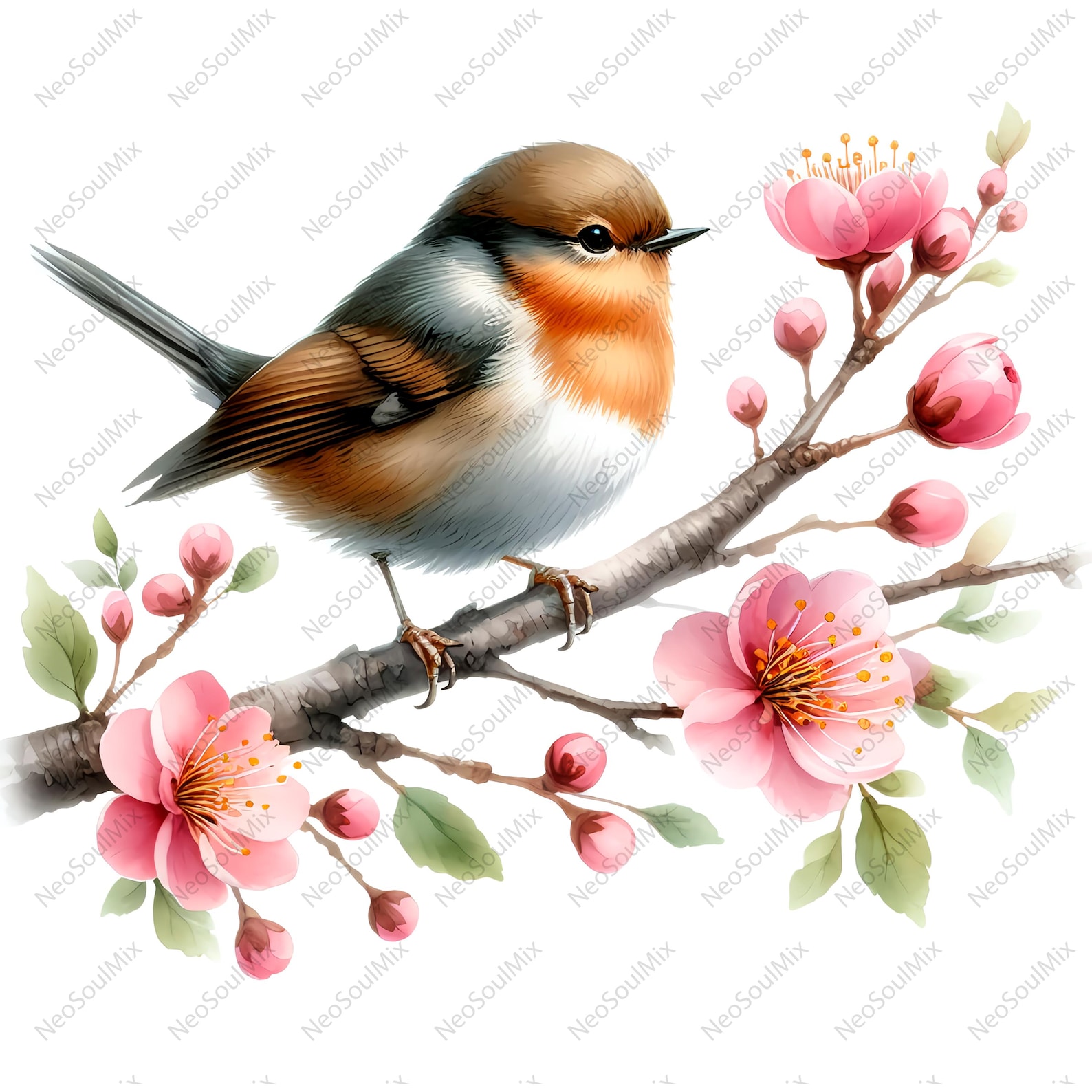 36 Floral Birds Clipart Bundle | Spring Birds Clipart | Blossom Bird ...