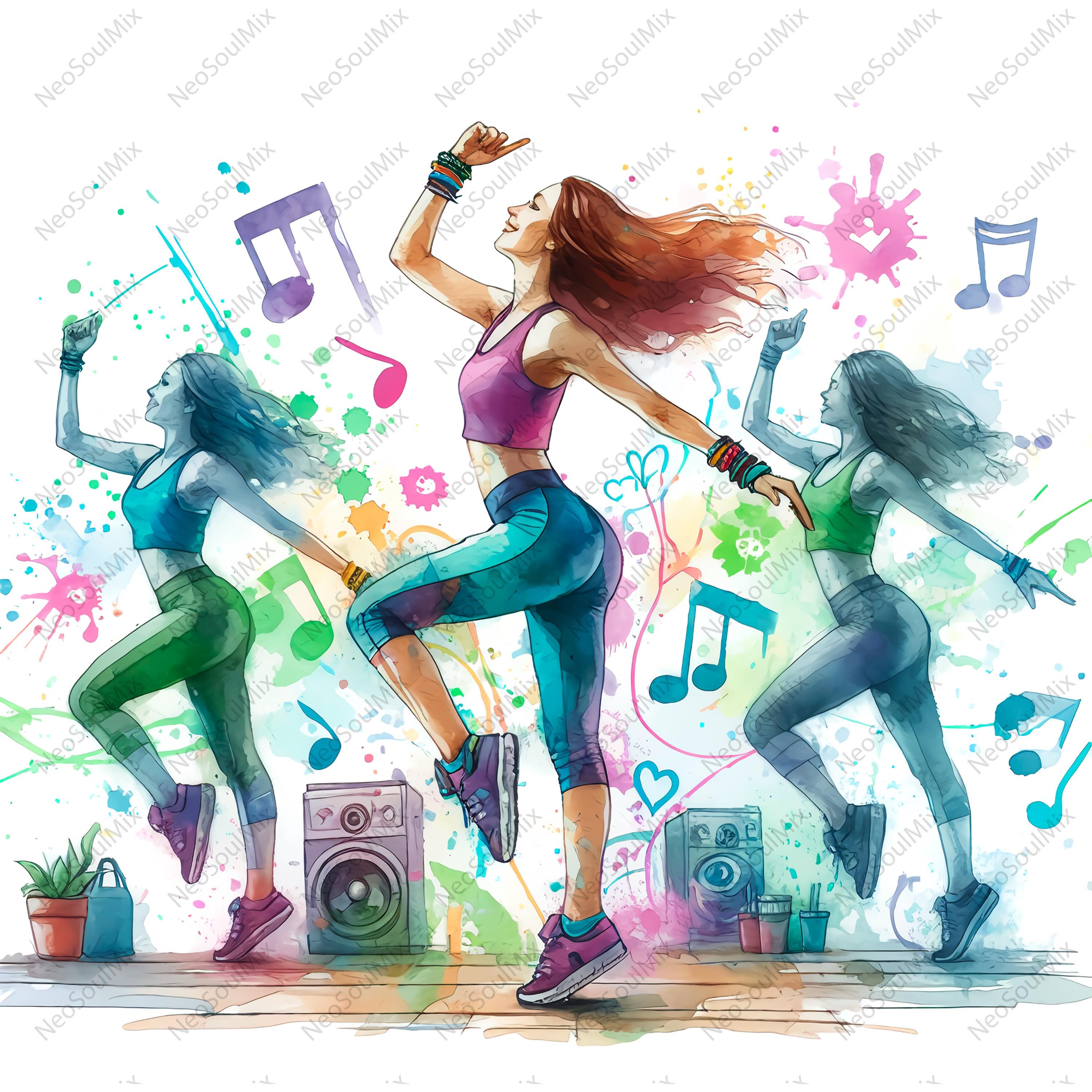 22 Zumba Clipart | Zumba Dance | Printable Watercolor Clipart | High ...