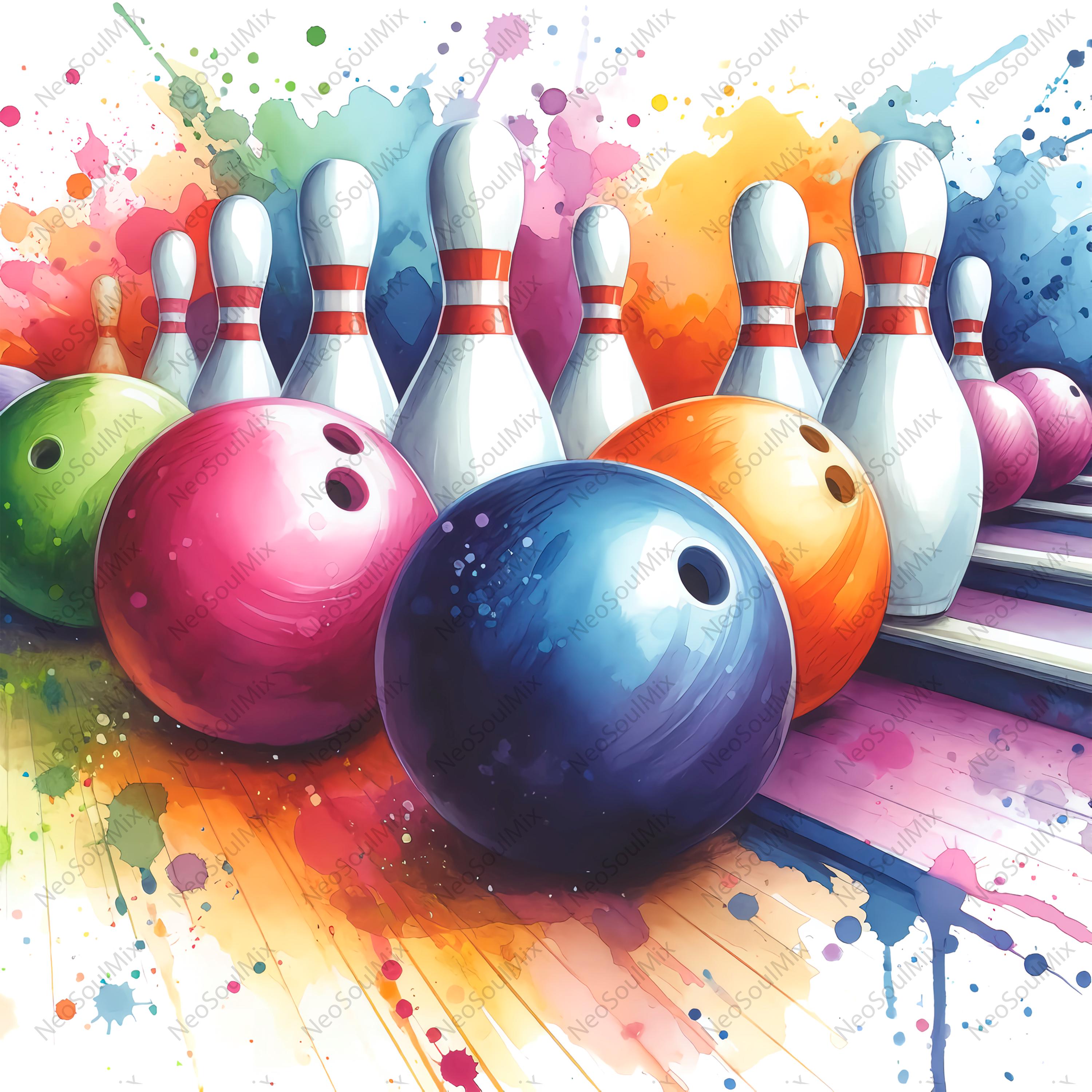 14 Sport Bowling Clipart Bundle, Bowling Clipart, Watercolor Bowling ...