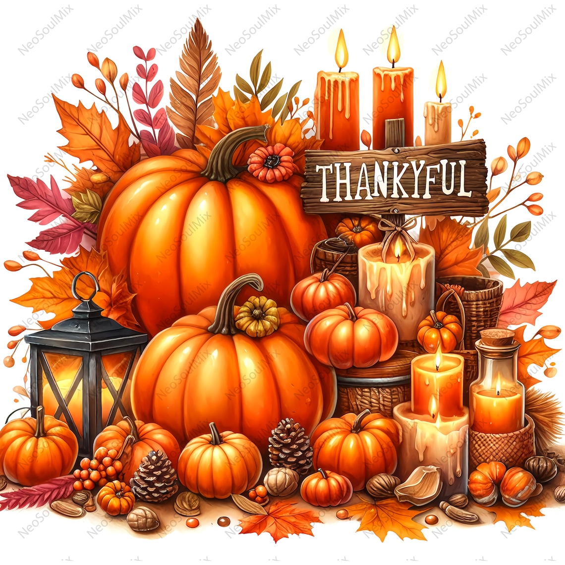 16 Fall Thanksgiving Clipart | Autumn Harvest | Printable Watercolor ...