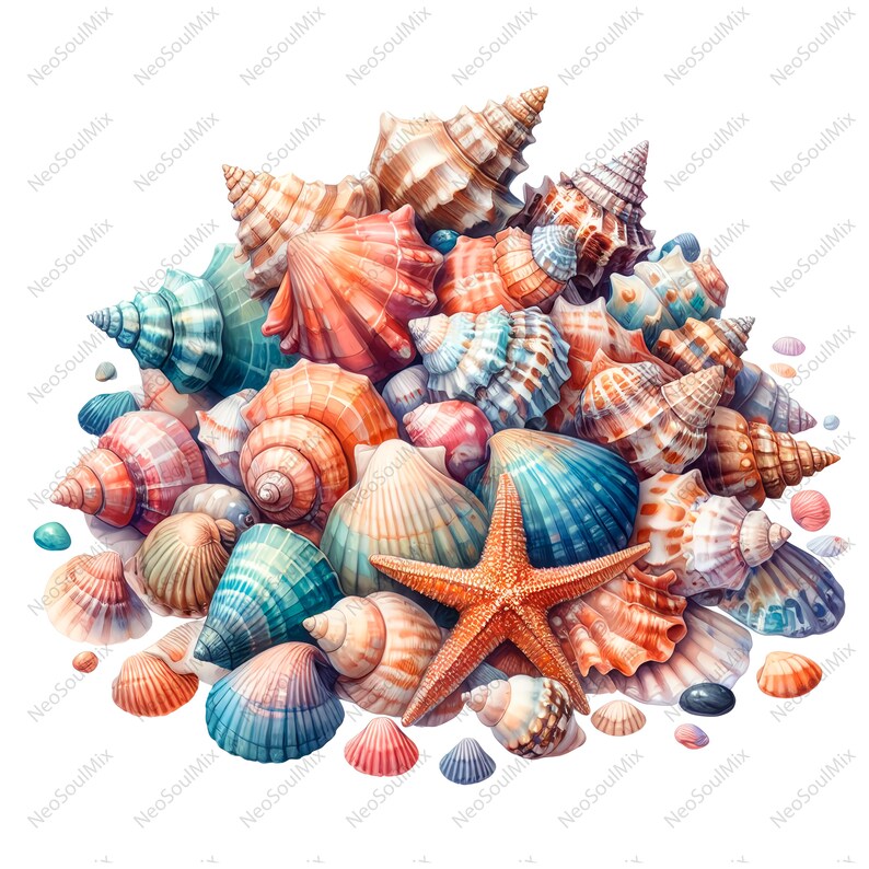 23 Sea Shells Clipart | Seashell Clipart | Printable Watercolor Clipart ...