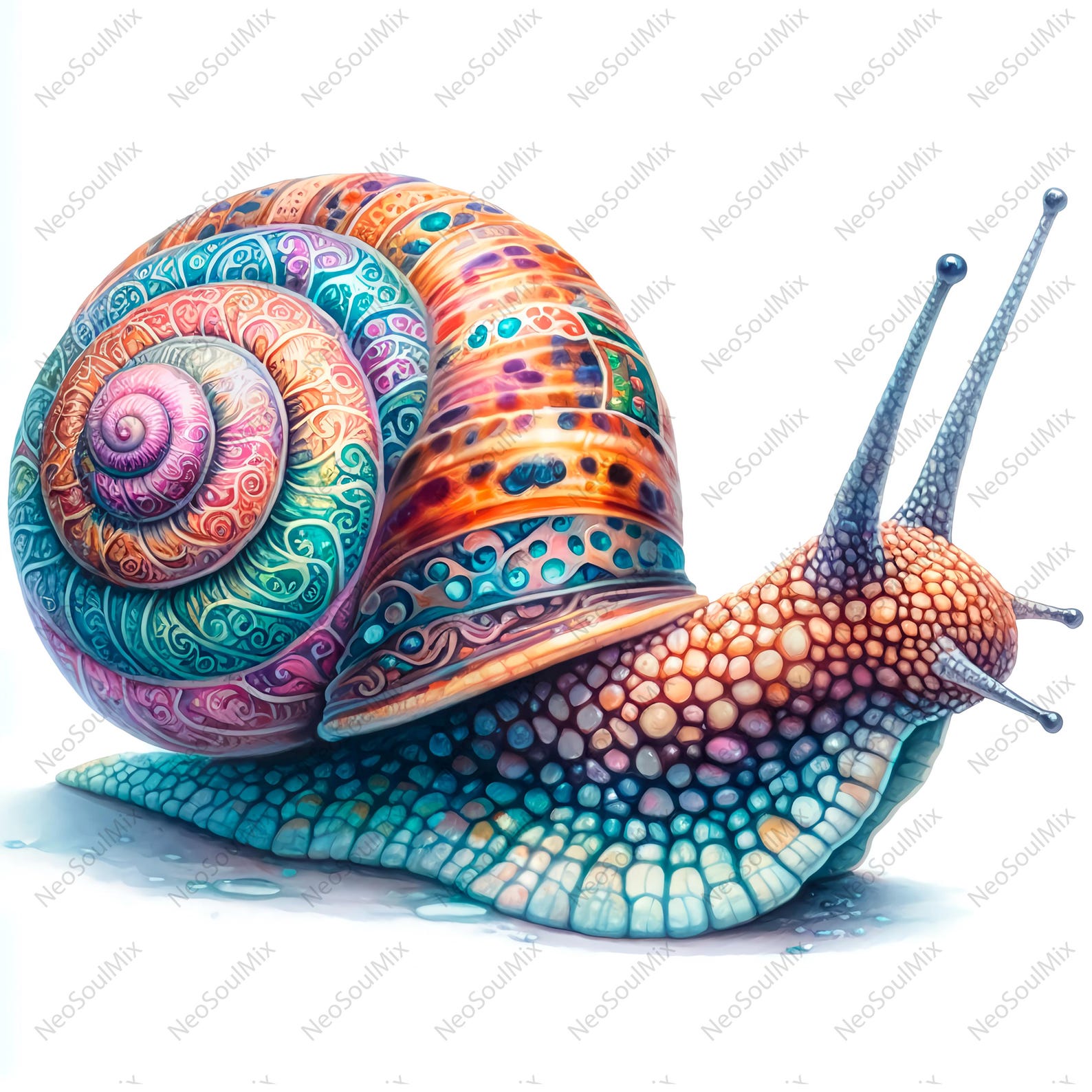 26 Snail | Folk Art Snail Clipart | Whimsical Snail Illustrations ...
