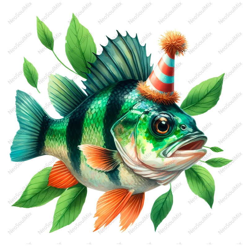 20 Bass Fish, Funny Bass Fish,watercolor Bass, Birthday Fish, Party ...