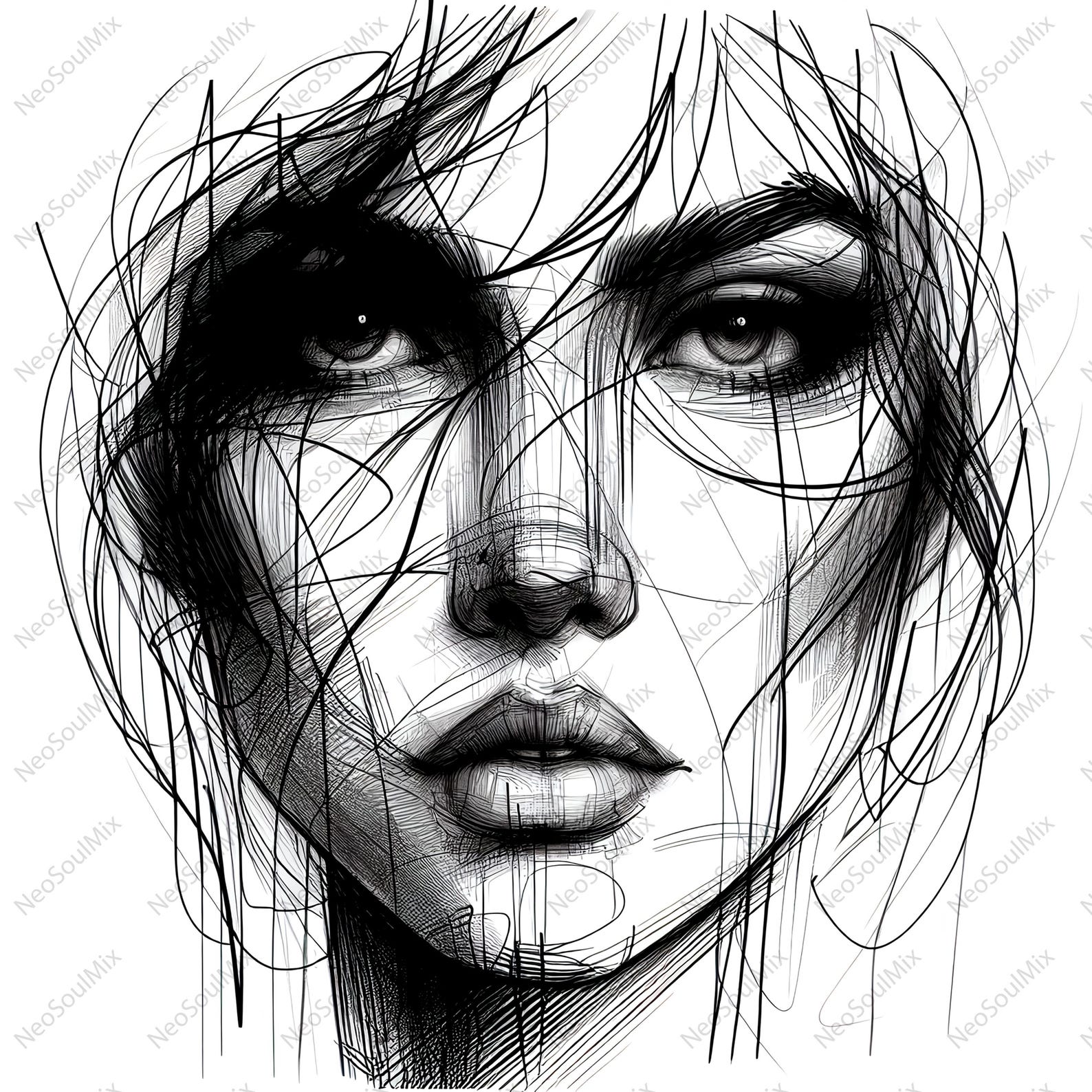 30 Woman Face Clipart | Simple Face Line Art Clipart | Printable ...