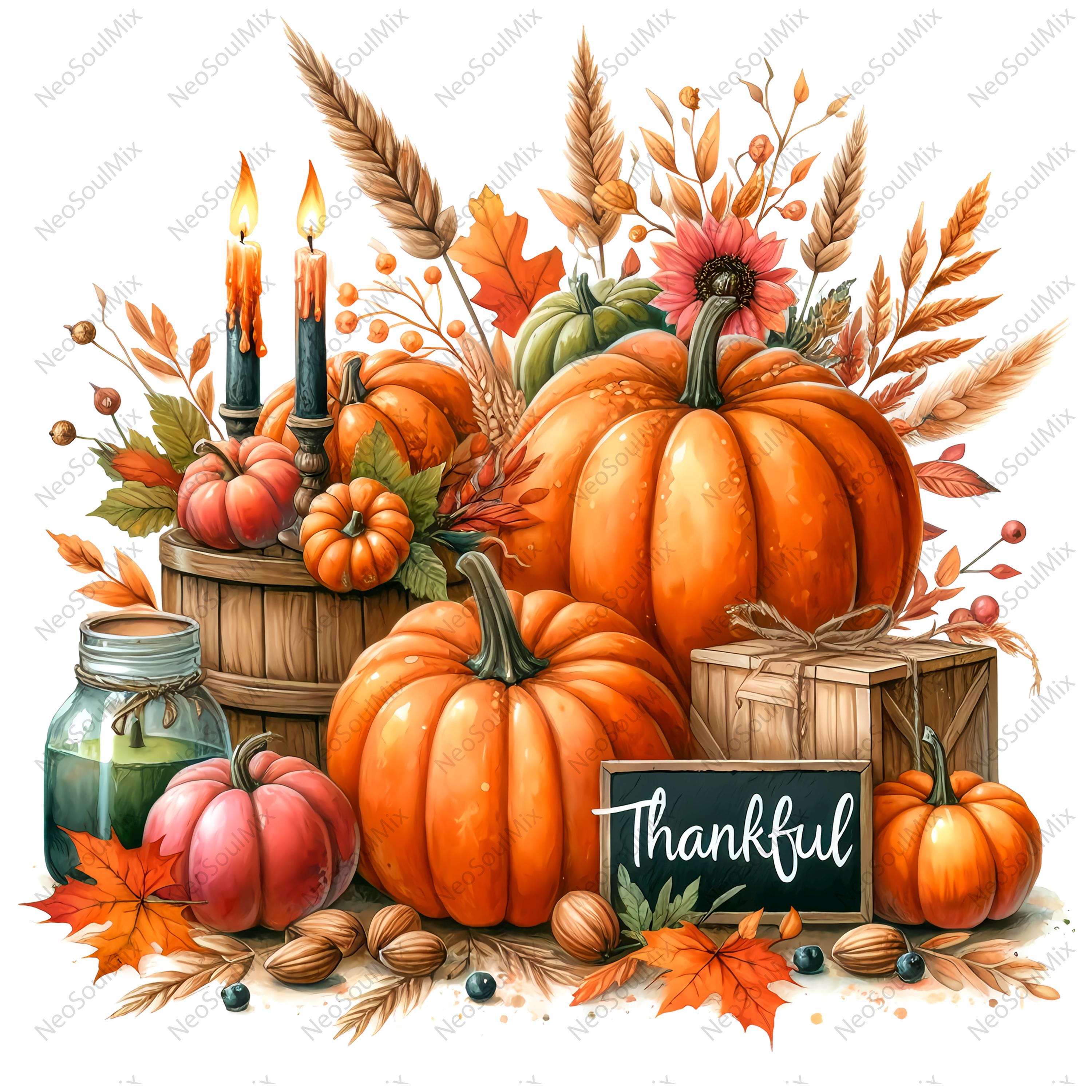 16 Fall Thanksgiving Clipart | Autumn Harvest | Printable Watercolor ...