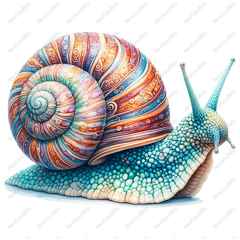 26 Snail | Folk Art Snail Clipart | Whimsical Snail Illustrations ...