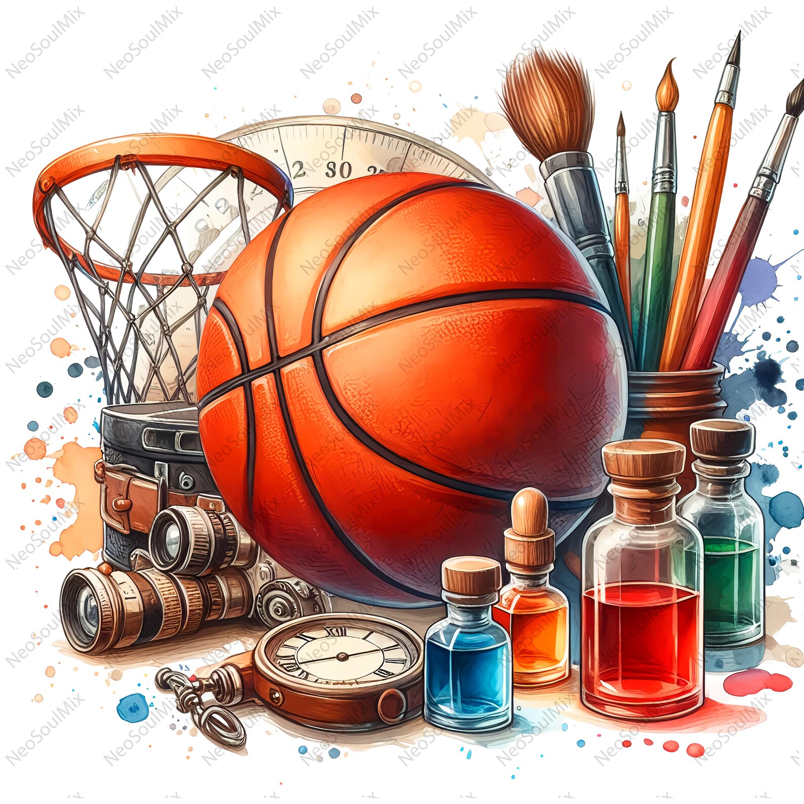 24 Watercolor Basketball Clipart | Sports Basketball | Printable ...