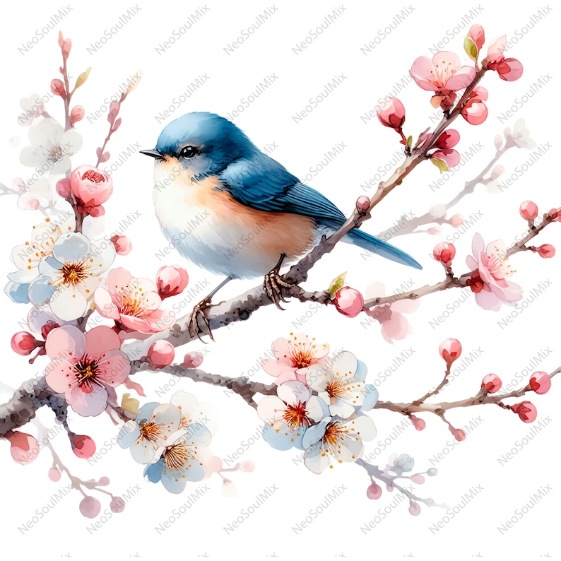 36 Floral Birds Clipart Bundle | Spring Birds Clipart | Blossom Bird ...