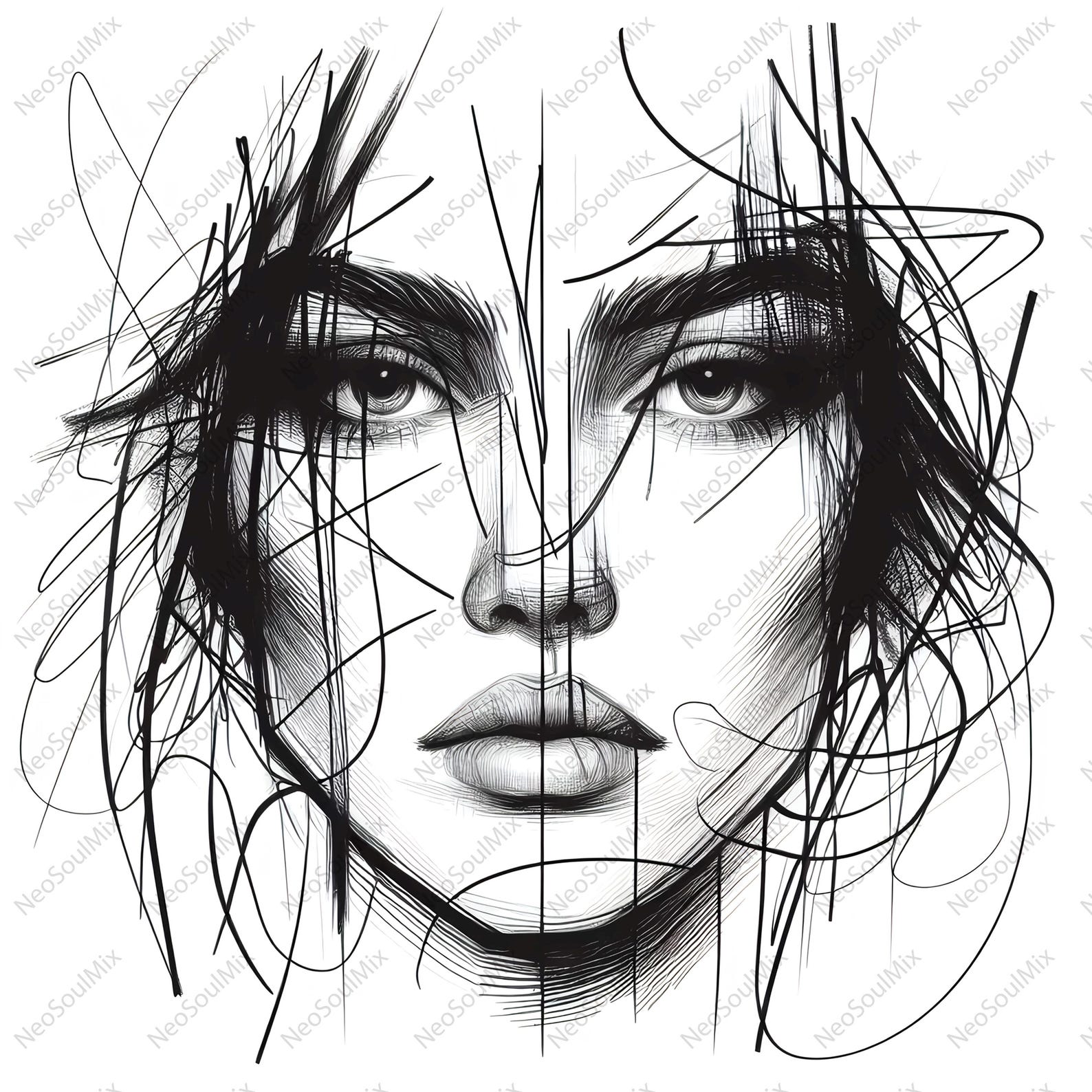 30 Woman Face Clipart | Simple Face Line Art Clipart | Printable ...