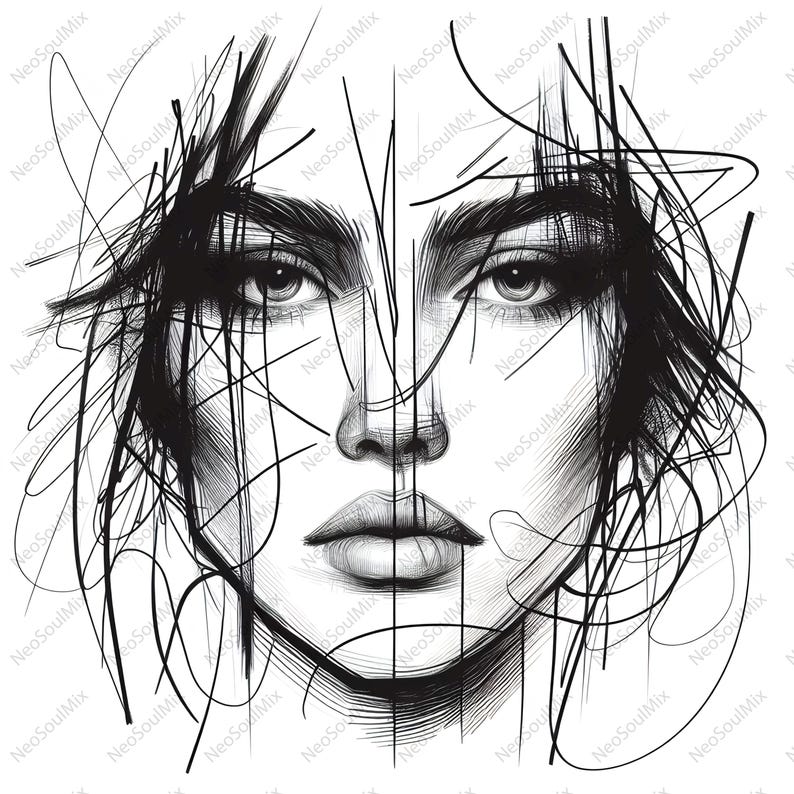 30 Woman Face Clipart | Simple Face Line Art Clipart | Printable ...