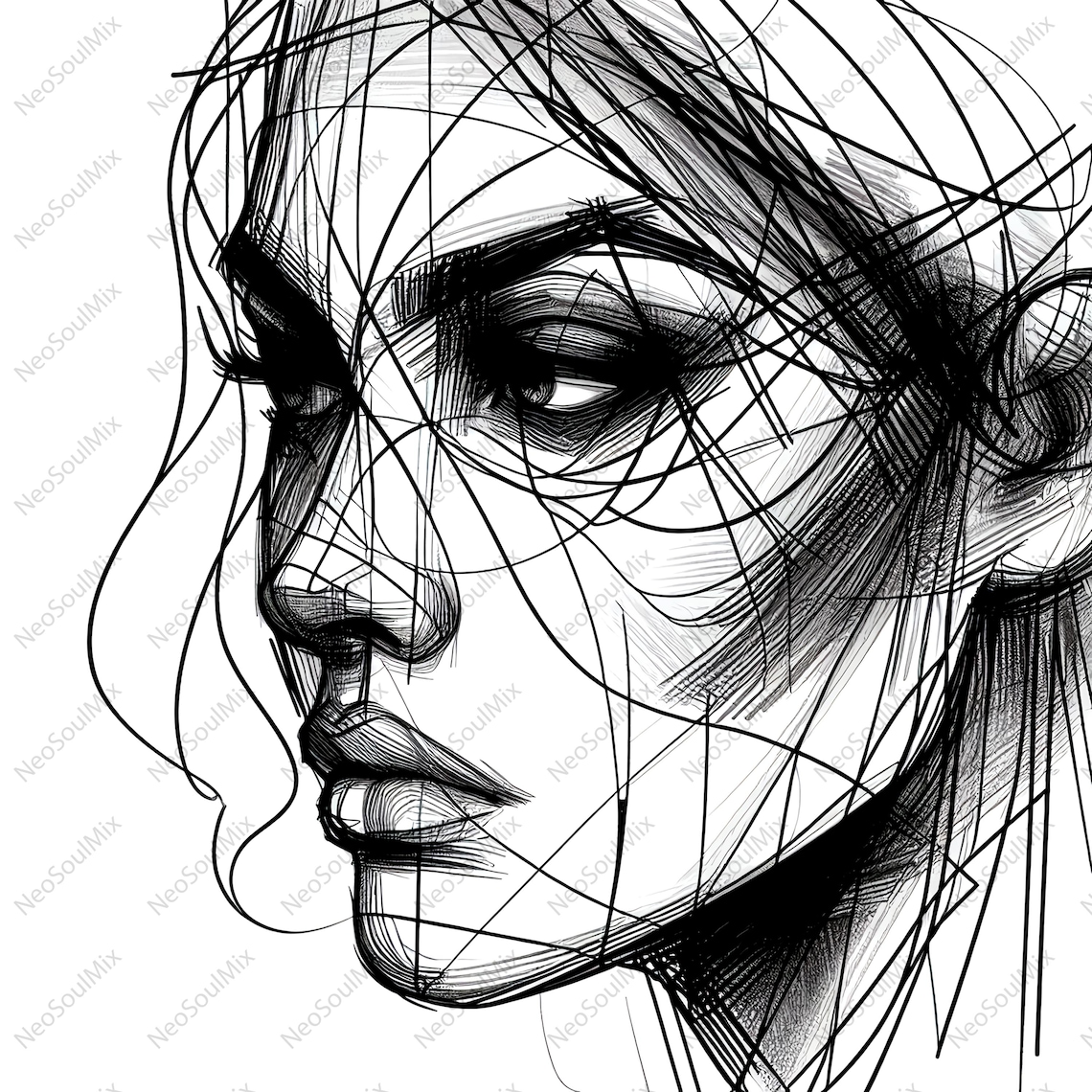30 Woman Face Clipart | Simple Face Line Art Clipart | Printable ...