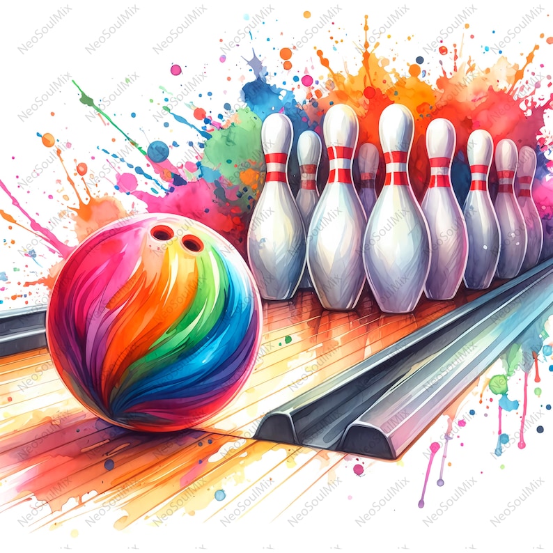 14 Sport Bowling Clipart Bundle, Bowling Clipart, Watercolor Bowling ...