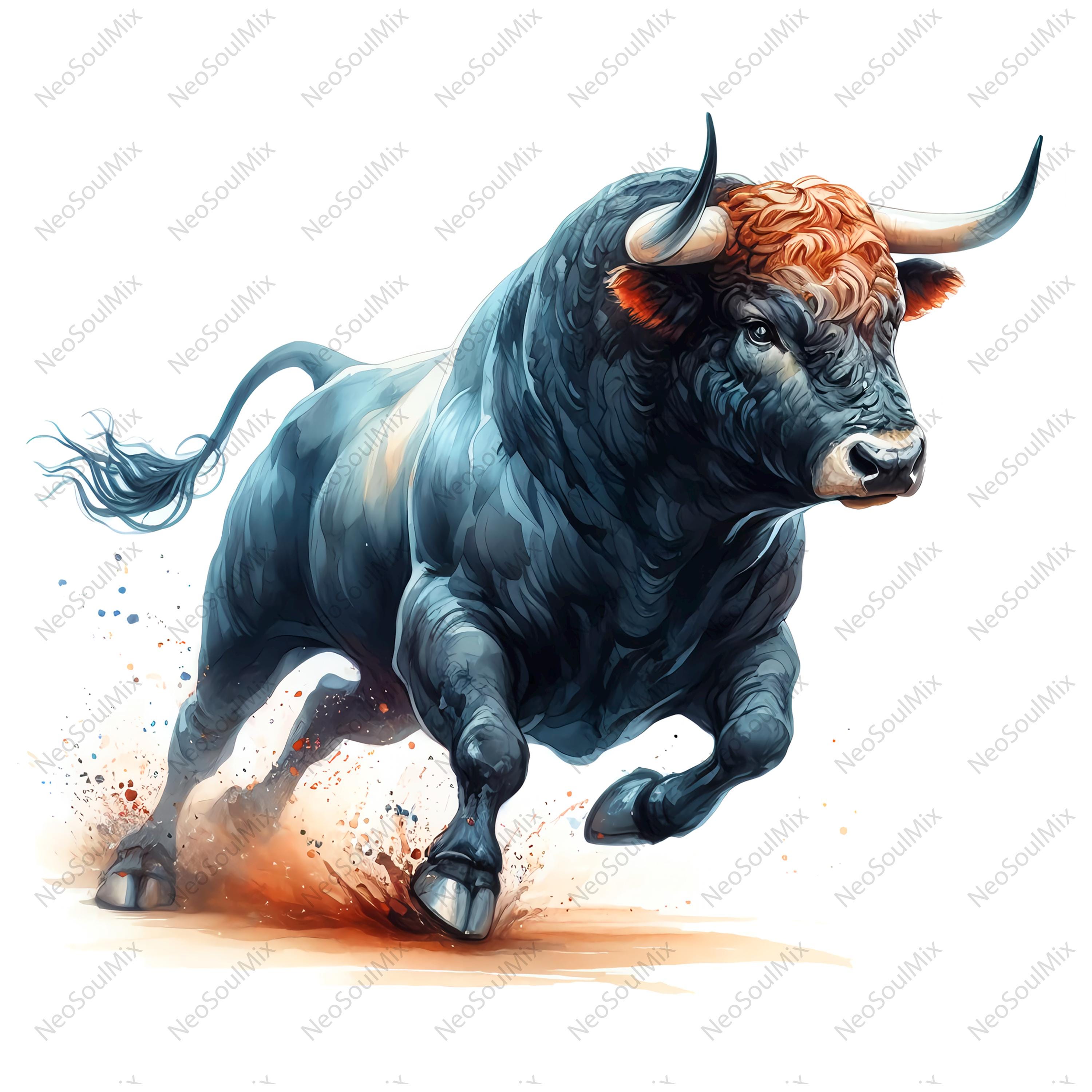 22 Clipart Bull Angry Portrait | Bull Portrait | Printable Watercolor ...