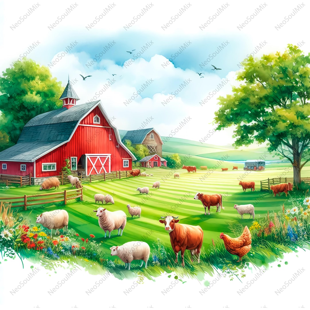 19 Farmyard Clipart | Farm | Farming | Printable Watercolor Clipart ...