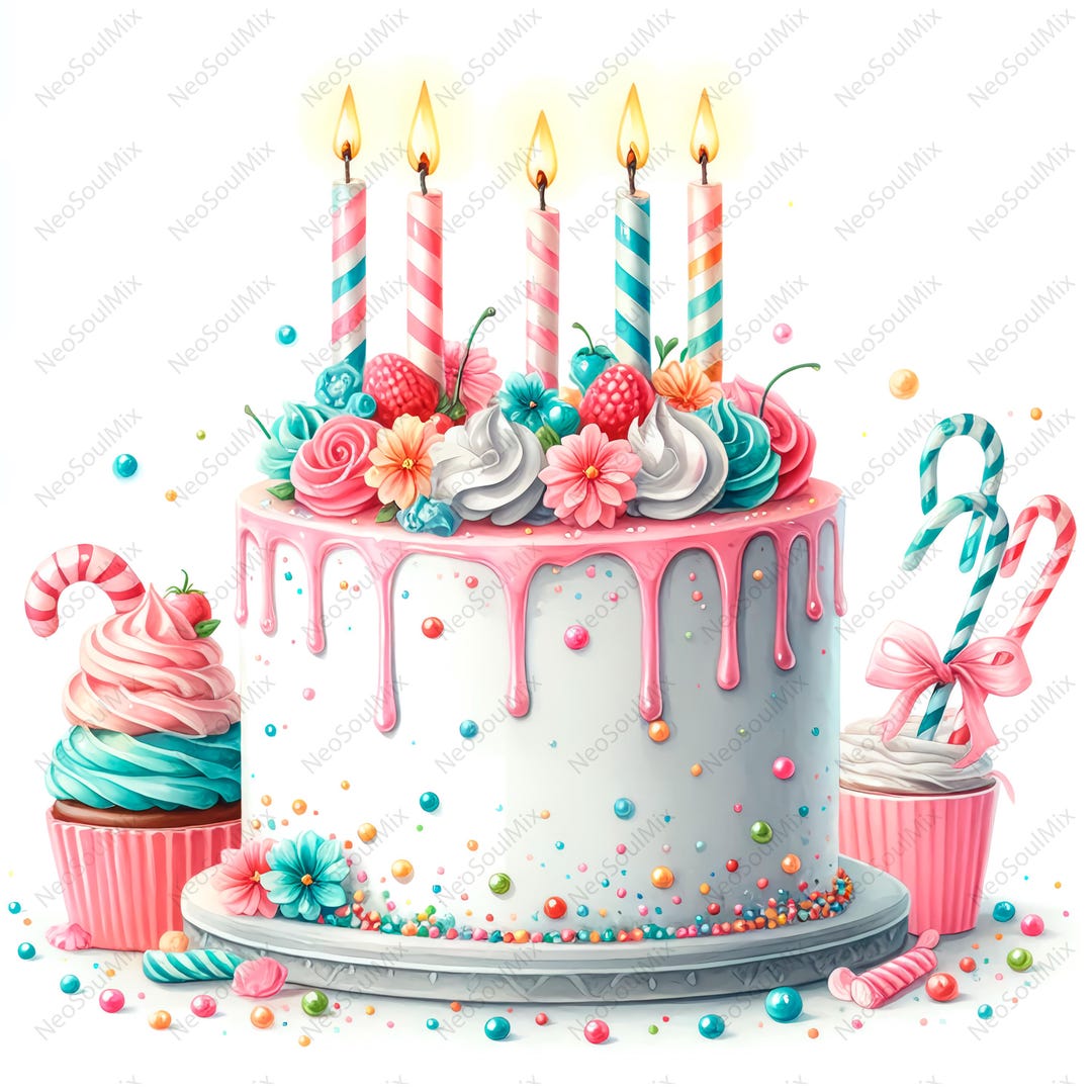 26 Birthday Cake Clip Art Bundle | Printable Watercolor Clipart | High ...