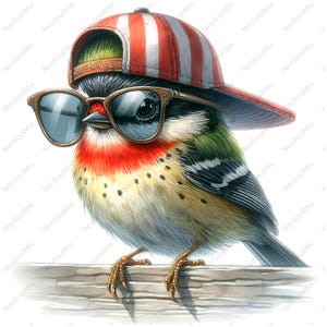 22 Cute Birds in Glasses Clipart | Funny Birds | Printable Watercolor ...