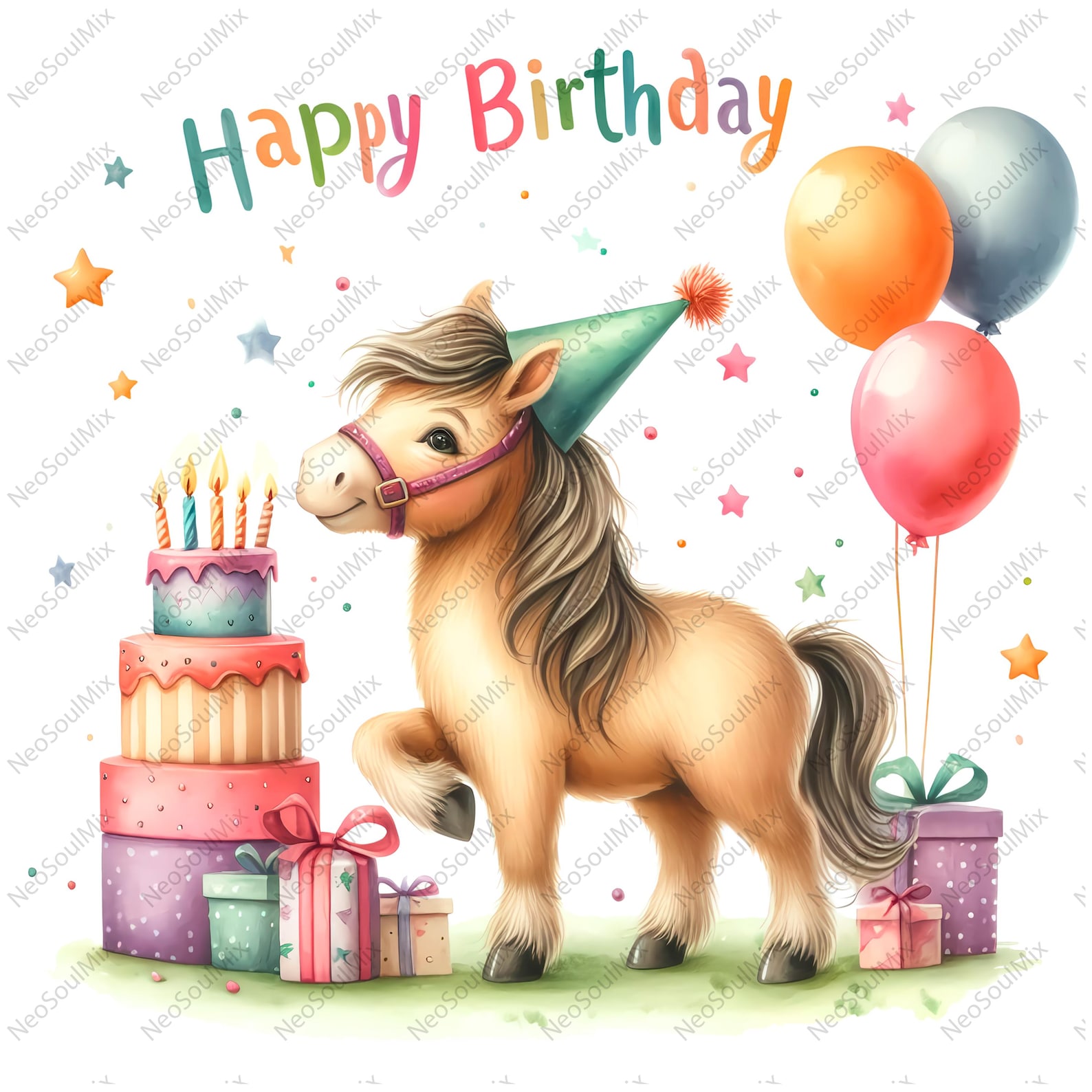 24 Horse Birthday Clipart | Birthday Horse Clipart Bundle | Printable ...