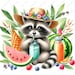 19 Cute Summer Raccoon Clipart | Watercolor Autumn Raccoon | High ...