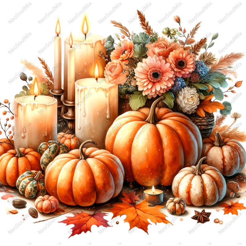 16 Fall Thanksgiving Clipart | Autumn Harvest | Printable Watercolor ...