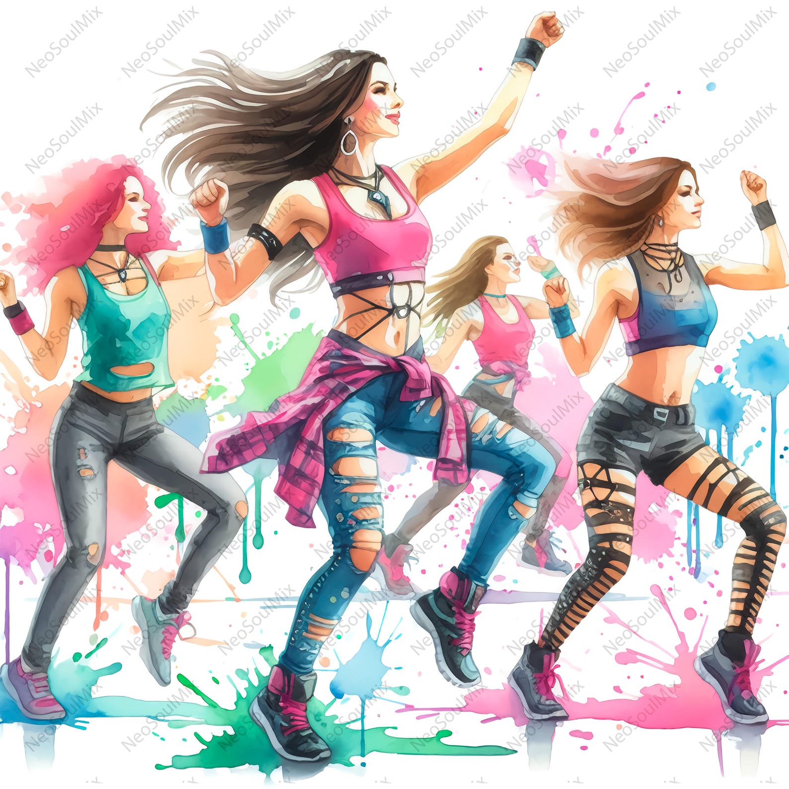 22 Zumba Clipart | Zumba Dance | Printable Watercolor Clipart | High ...