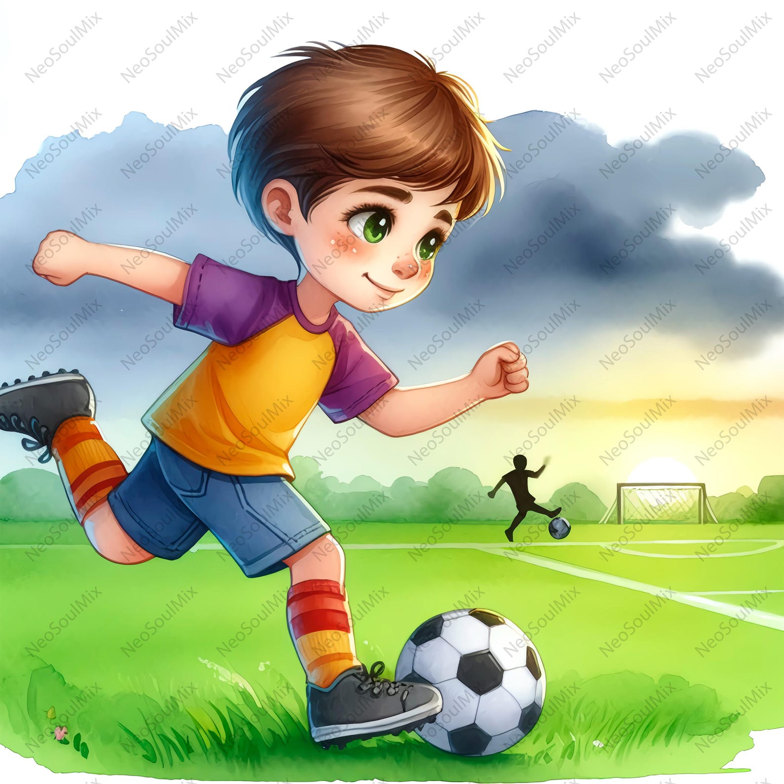 20 Soccer Boy Clipart | Kids Playing Sports Illustration | Printable ...