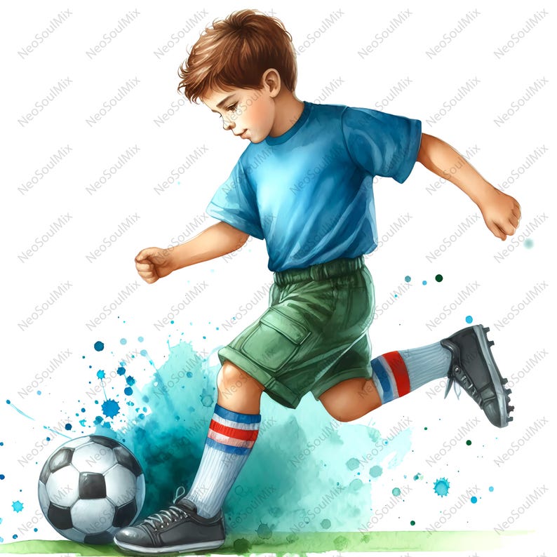 20 Soccer Boy Clipart | Kids Playing Sports Illustration | Printable ...
