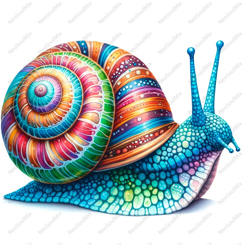 26 Snail | Folk Art Snail Clipart | Whimsical Snail Illustrations ...