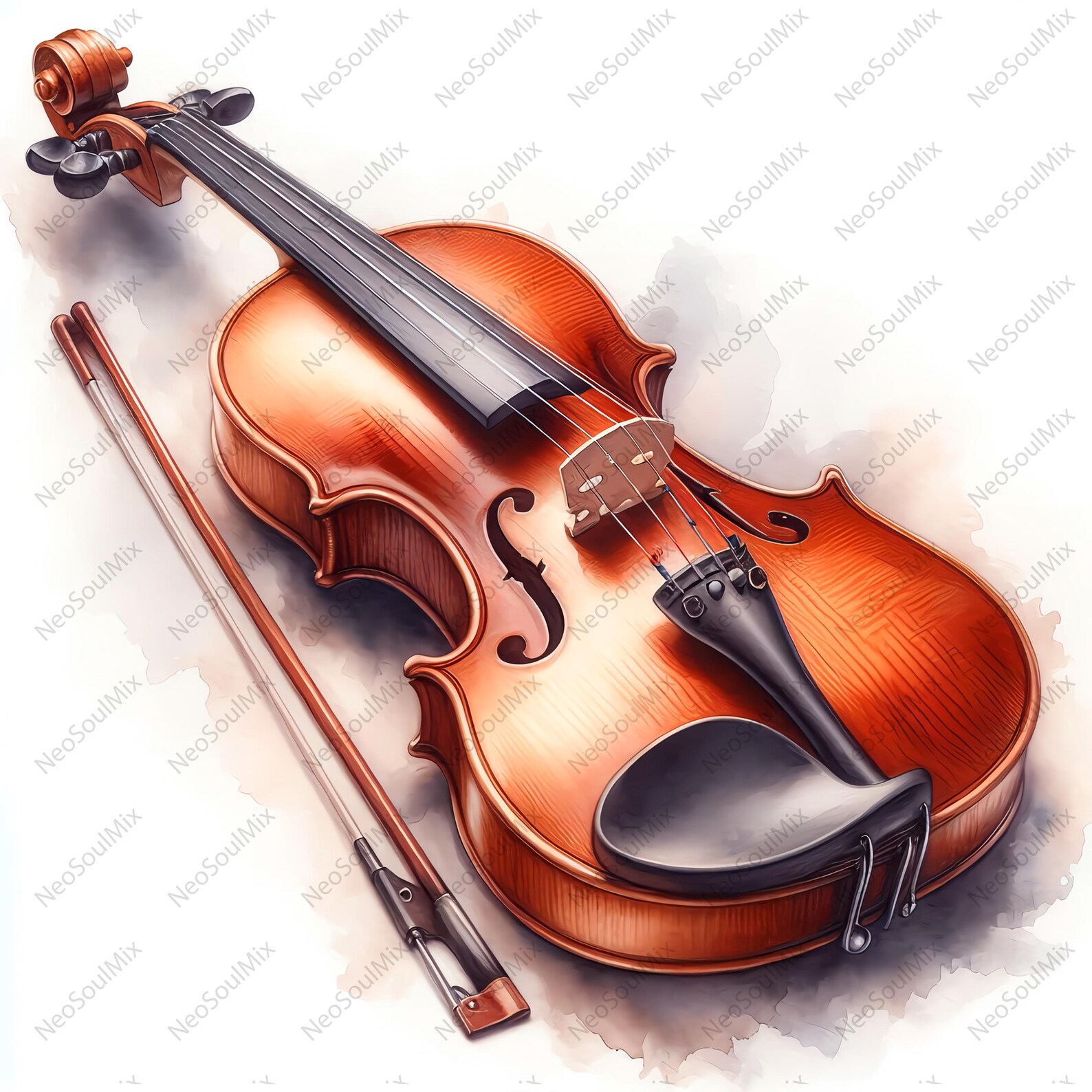 16 Violin | Music Art | High Quality Watercolor Jpgs- Crafting ...