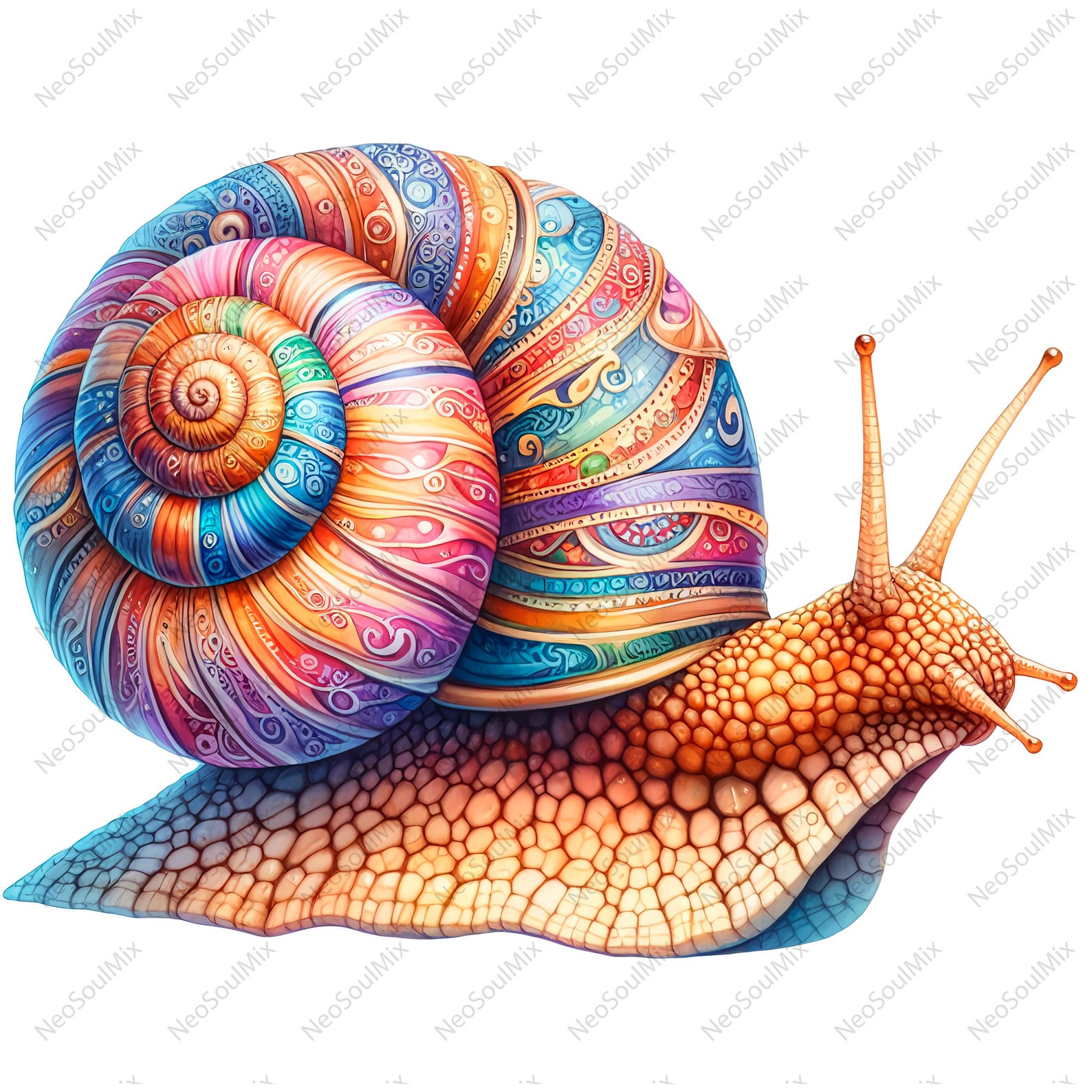 26 Snail | Folk Art Snail Clipart | Whimsical Snail Illustrations ...