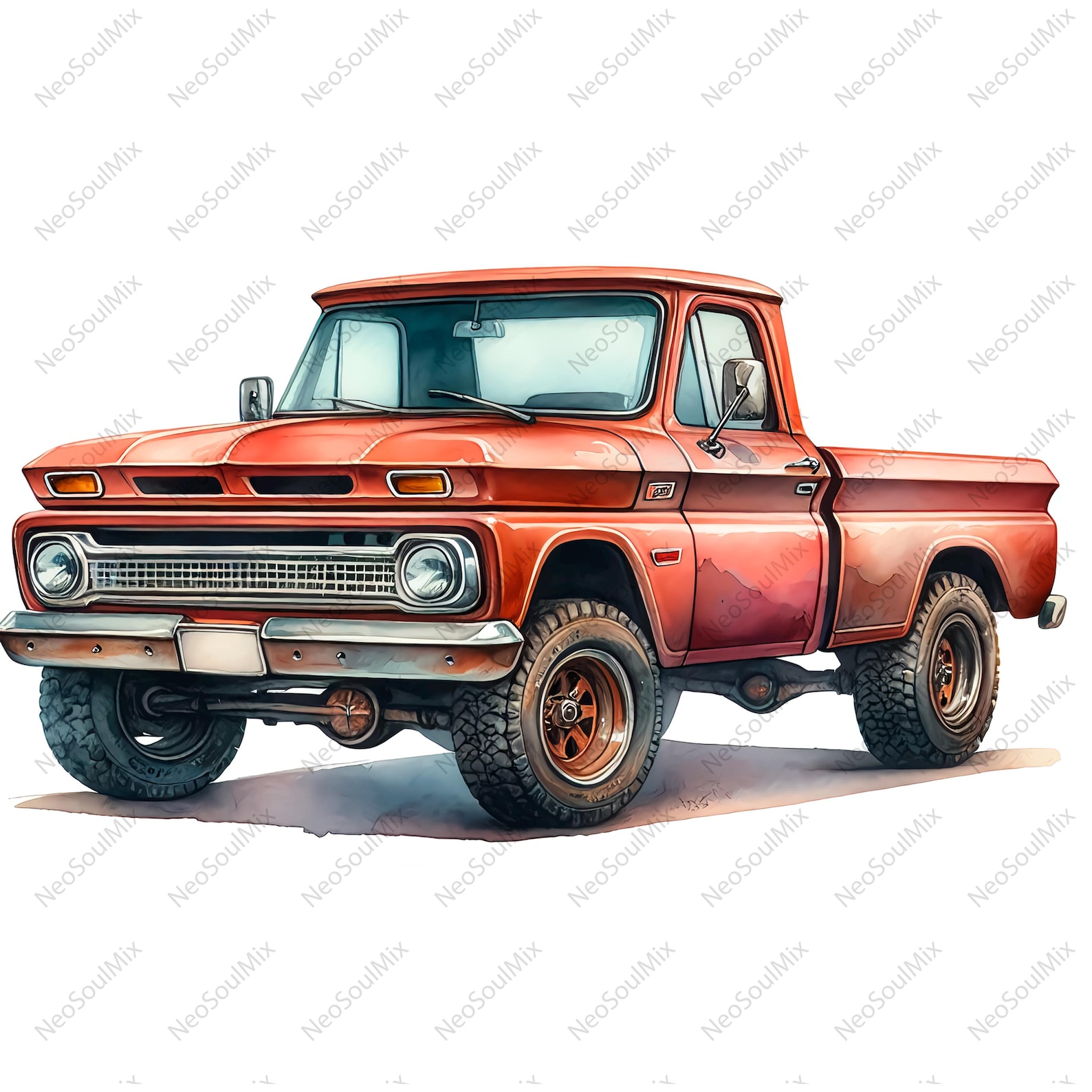 22 Pickup Trucks Clipart | Vintage Pickup Trucks | Printable Watercolor ...