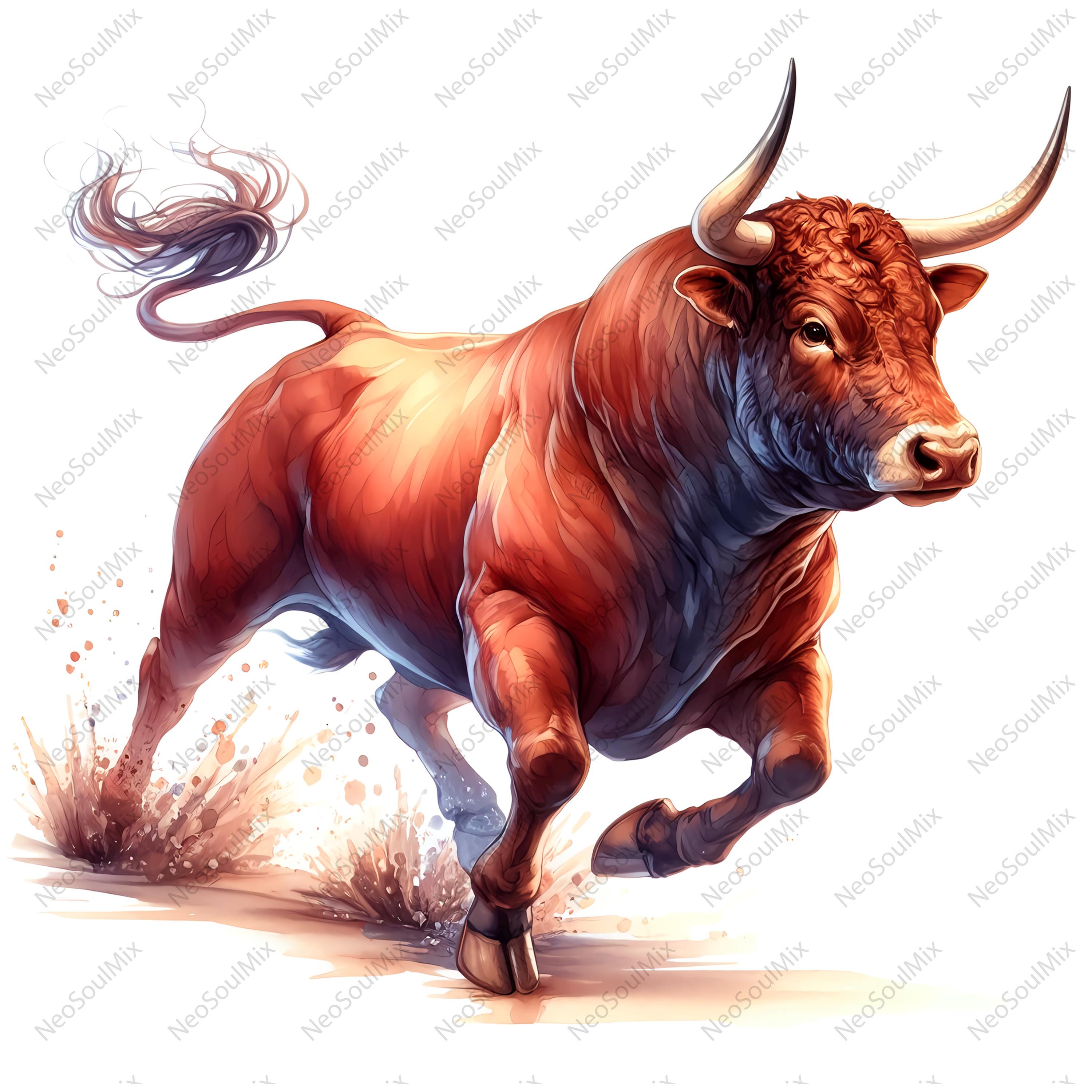 22 Clipart Bull Angry Portrait | Bull Portrait | Printable Watercolor ...