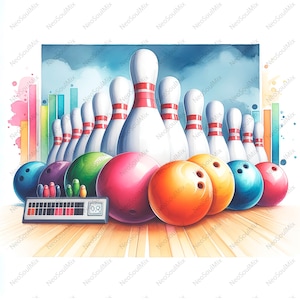 14 Sport Bowling Clipart Bundle, Bowling Clipart, Watercolor Bowling ...