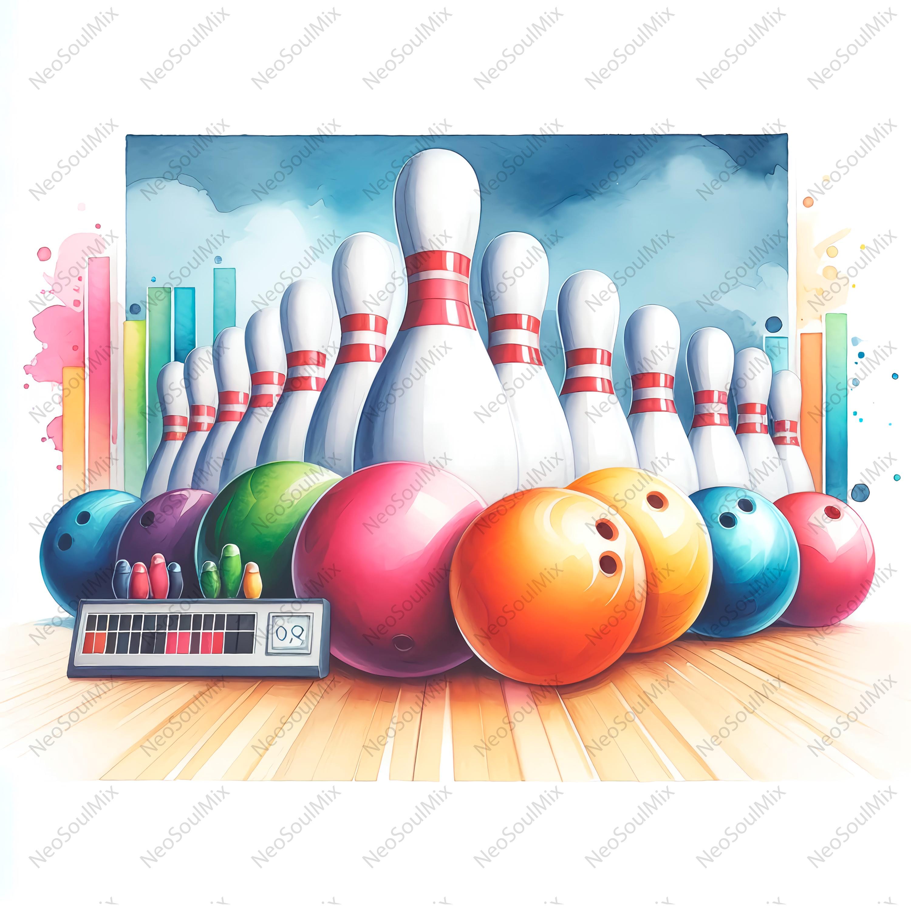 14 Sport Bowling Clipart Bundle, Bowling Clipart, Watercolor Bowling ...