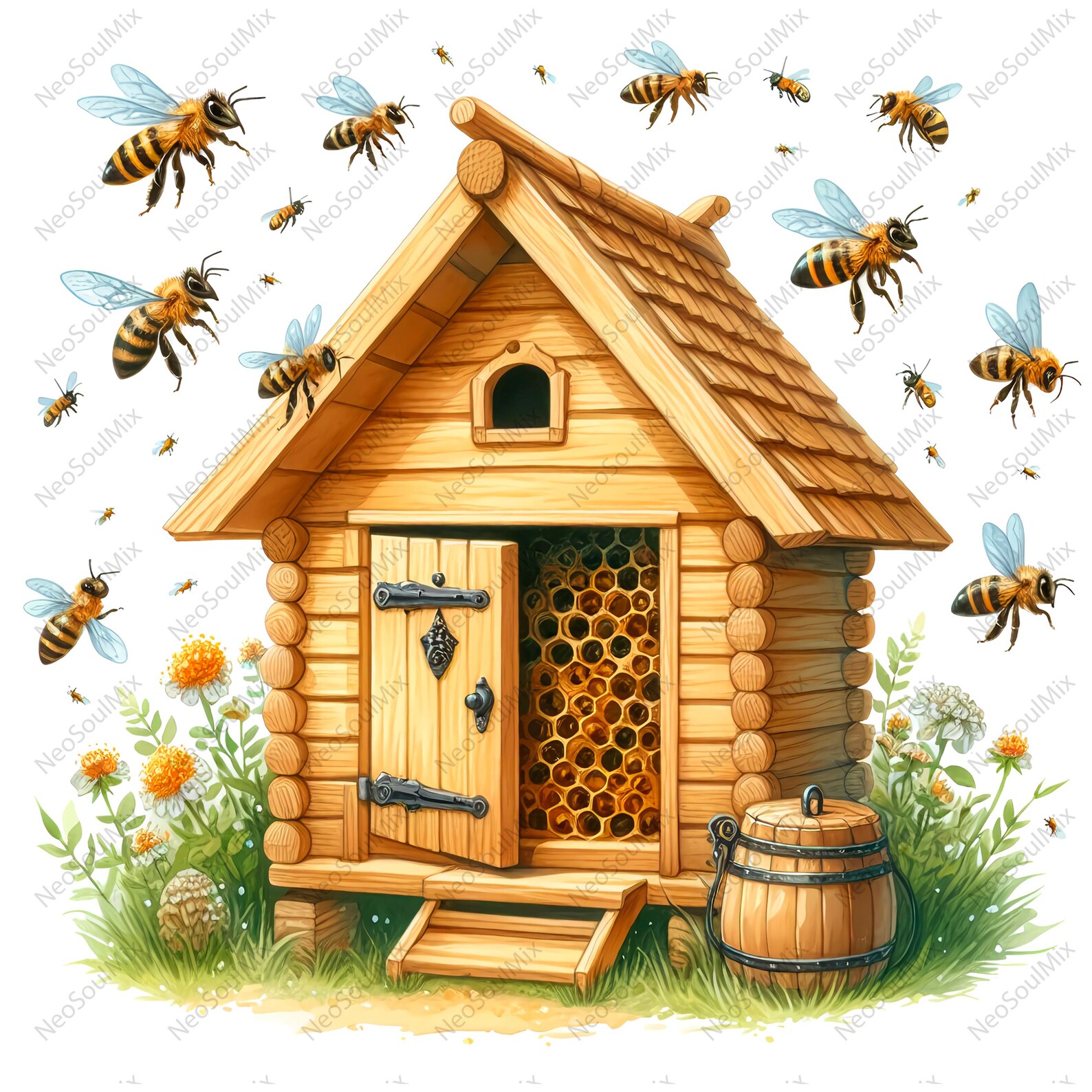 25 Beehive Clipart Bundle, Cute Bees Clipart Bundle, Cute Bees Jpgs ...