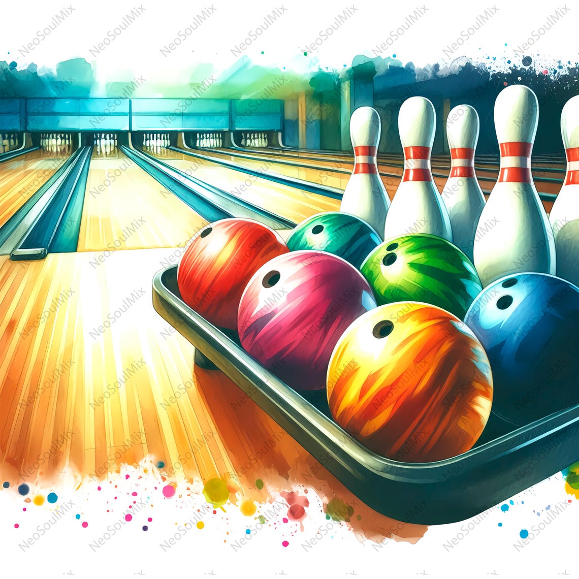 14 Sport Bowling Clipart Bundle, Bowling Clipart, Watercolor Bowling ...