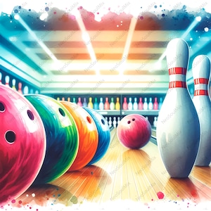 14 Sport Bowling Clipart Bundle, Bowling Clipart, Watercolor Bowling ...