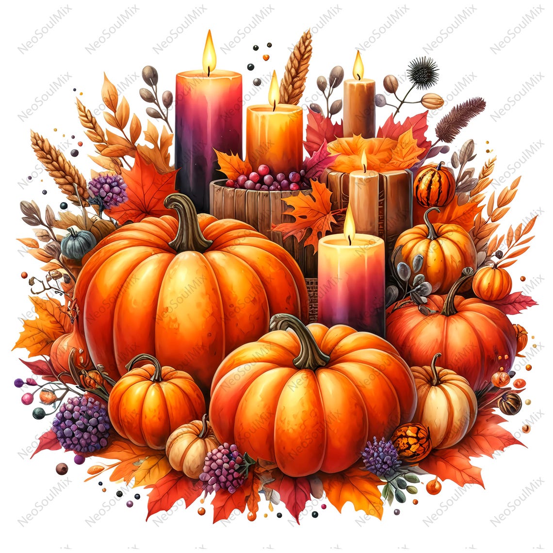 16 Fall Thanksgiving Clipart | Autumn Harvest | Printable Watercolor ...
