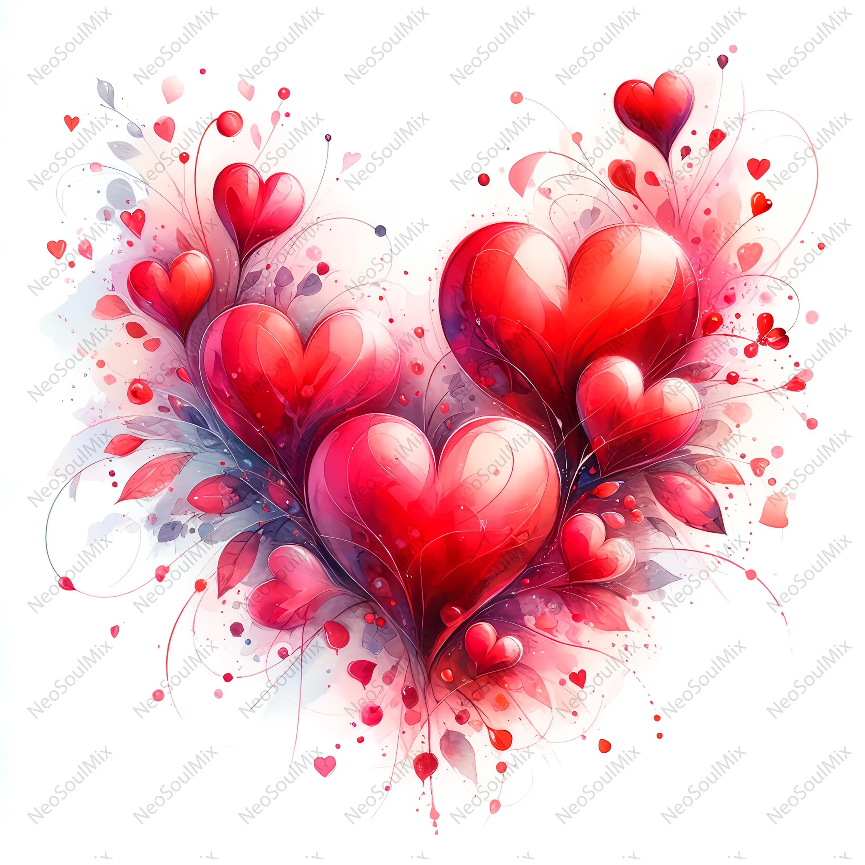 22 Cute Heart Clipart | Valentine’s Day Designs | Digital Watercolor ...