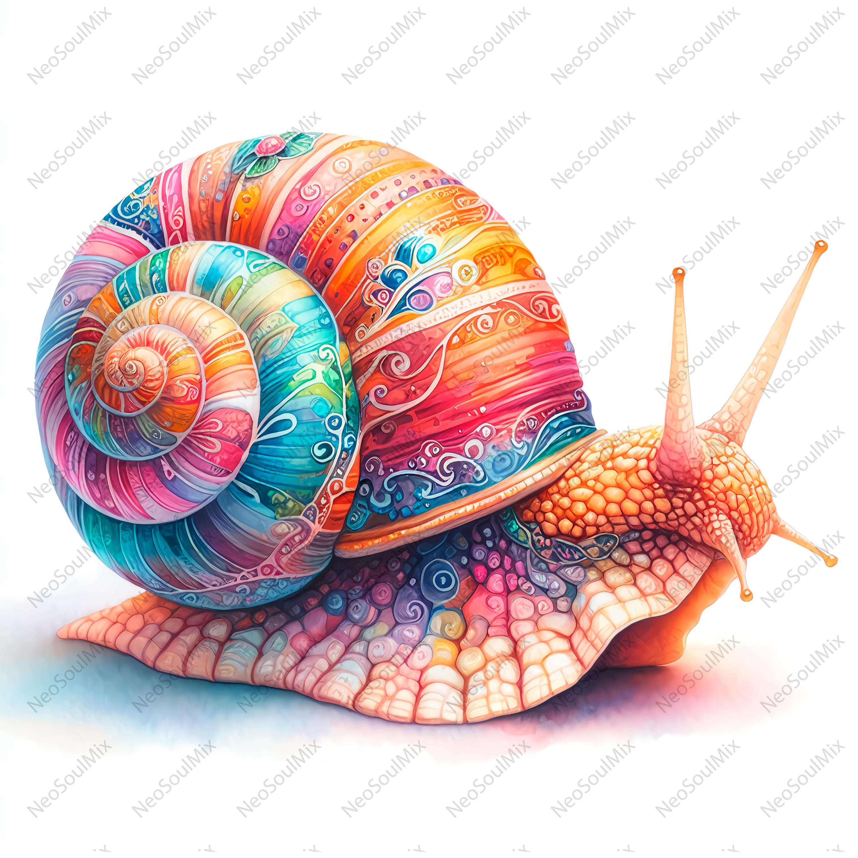 26 Snail | Folk Art Snail Clipart | Whimsical Snail Illustrations ...