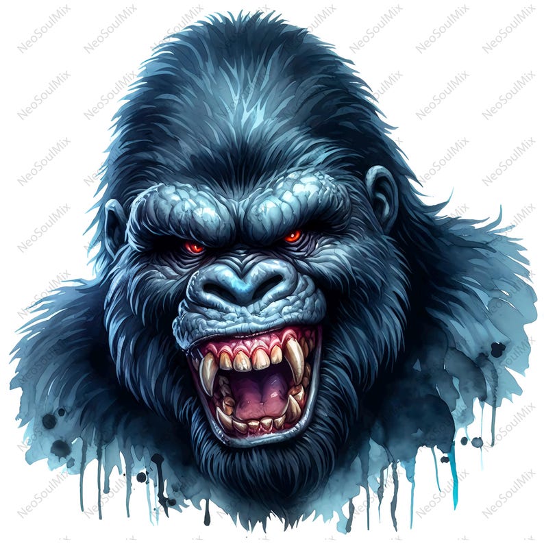 24 Angry Gorilla Clipart | Gorilla Outline Art | Printable Watercolor ...