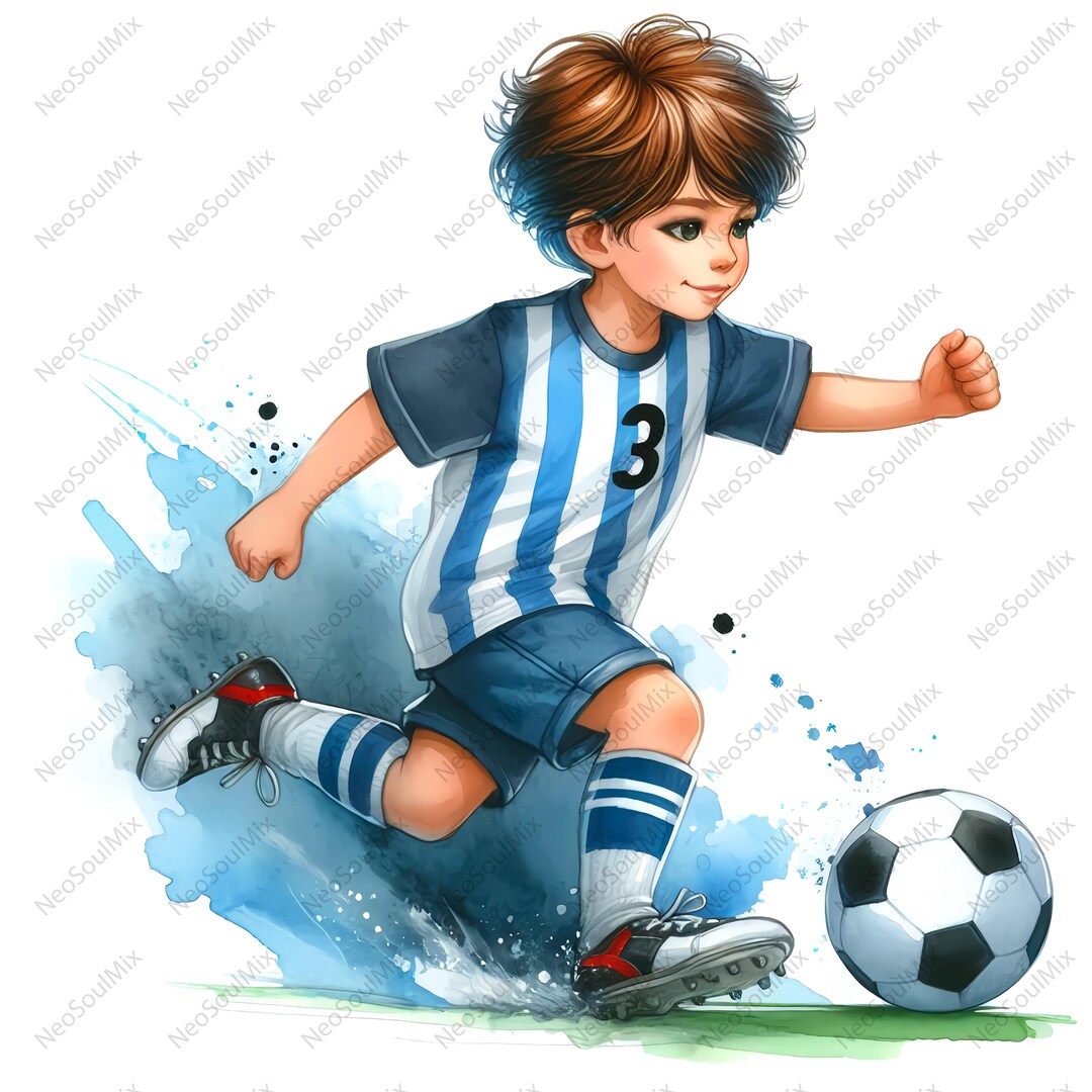 20 Soccer Boy Clipart | Kids Playing Sports Illustration | Printable ...