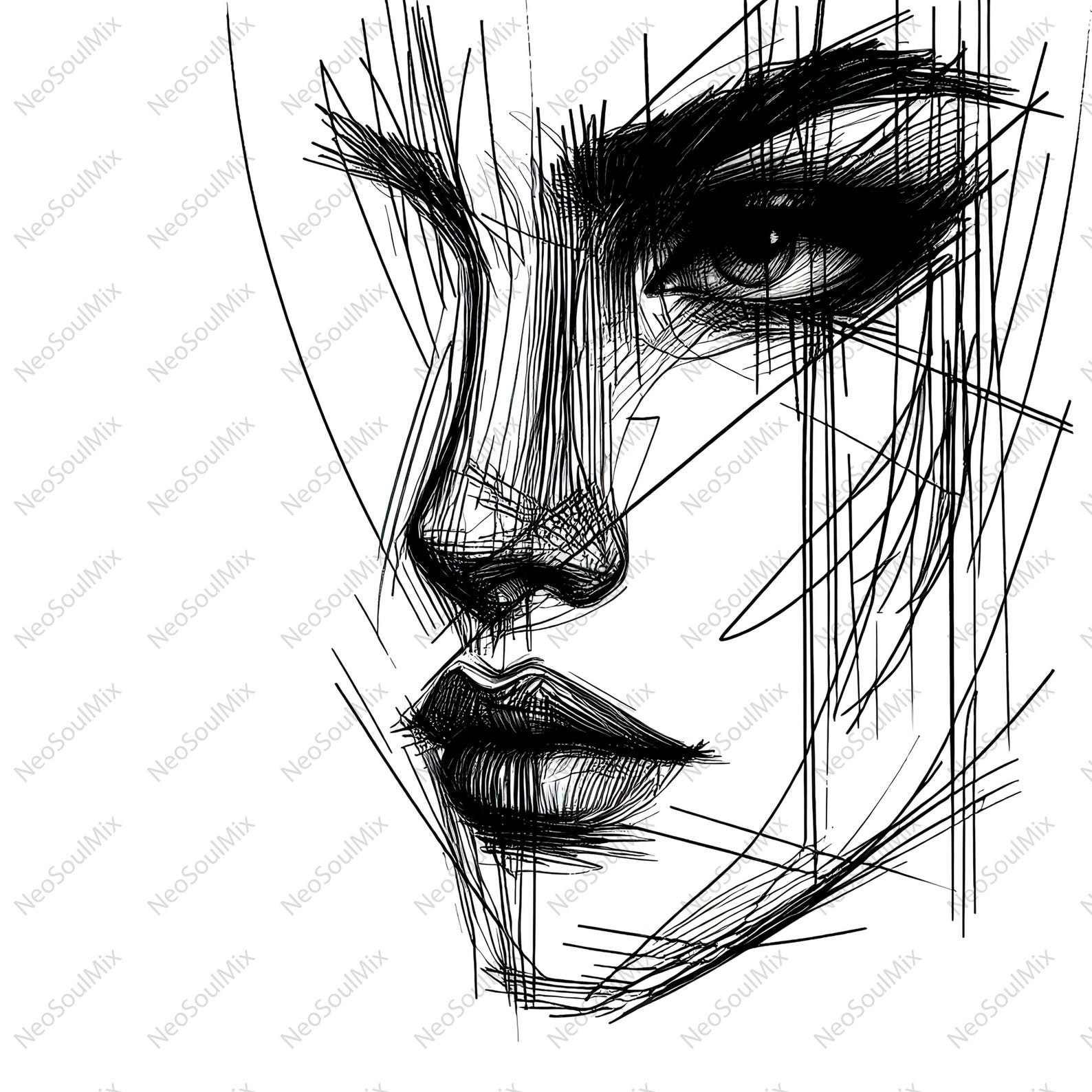 30 Woman Face Clipart | Simple Face Line Art Clipart | Printable ...