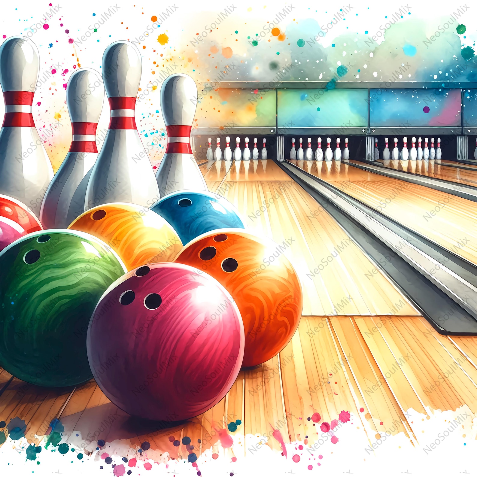 14 Sport Bowling Clipart Bundle, Bowling Clipart, Watercolor Bowling ...