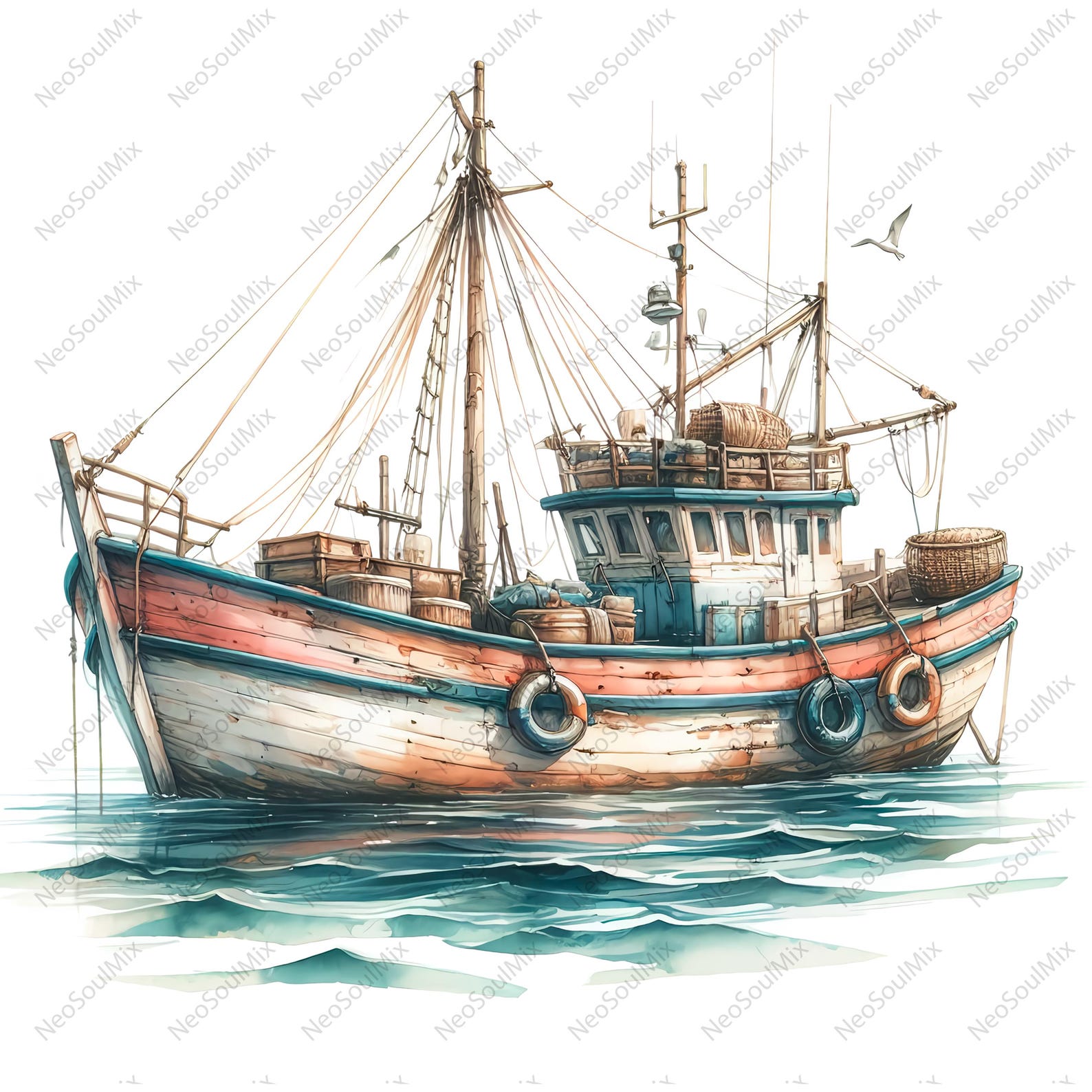 24 Fishing Trawlers Clipart | Colorful Fishing Boats Illustrations ...