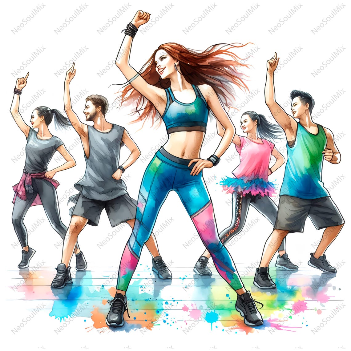 22 Zumba Clipart | Zumba Dance | Printable Watercolor Clipart | High ...