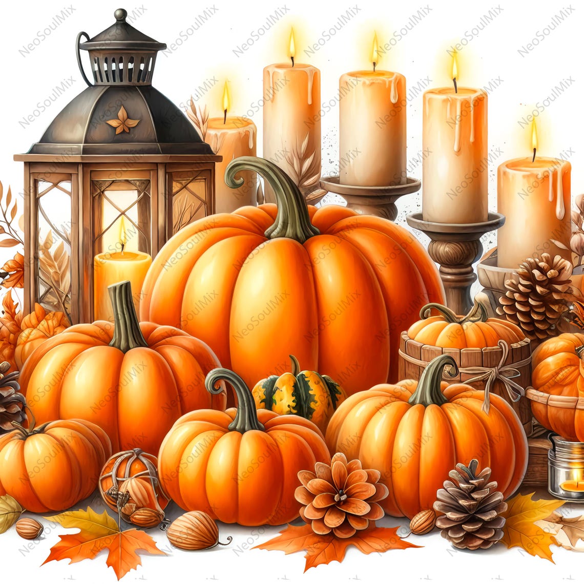 16 Fall Thanksgiving Clipart | Autumn Harvest | Printable Watercolor ...