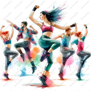 22 Zumba Clipart | Zumba Dance | Printable Watercolor Clipart | High ...